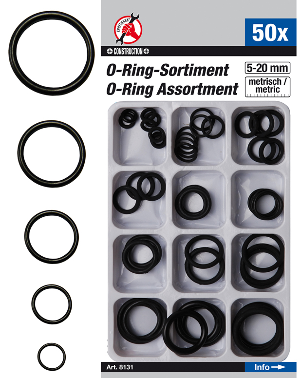 BGS TECHNIC Set of O-rings 50 pieces - O-rings for motorcycles | RAD