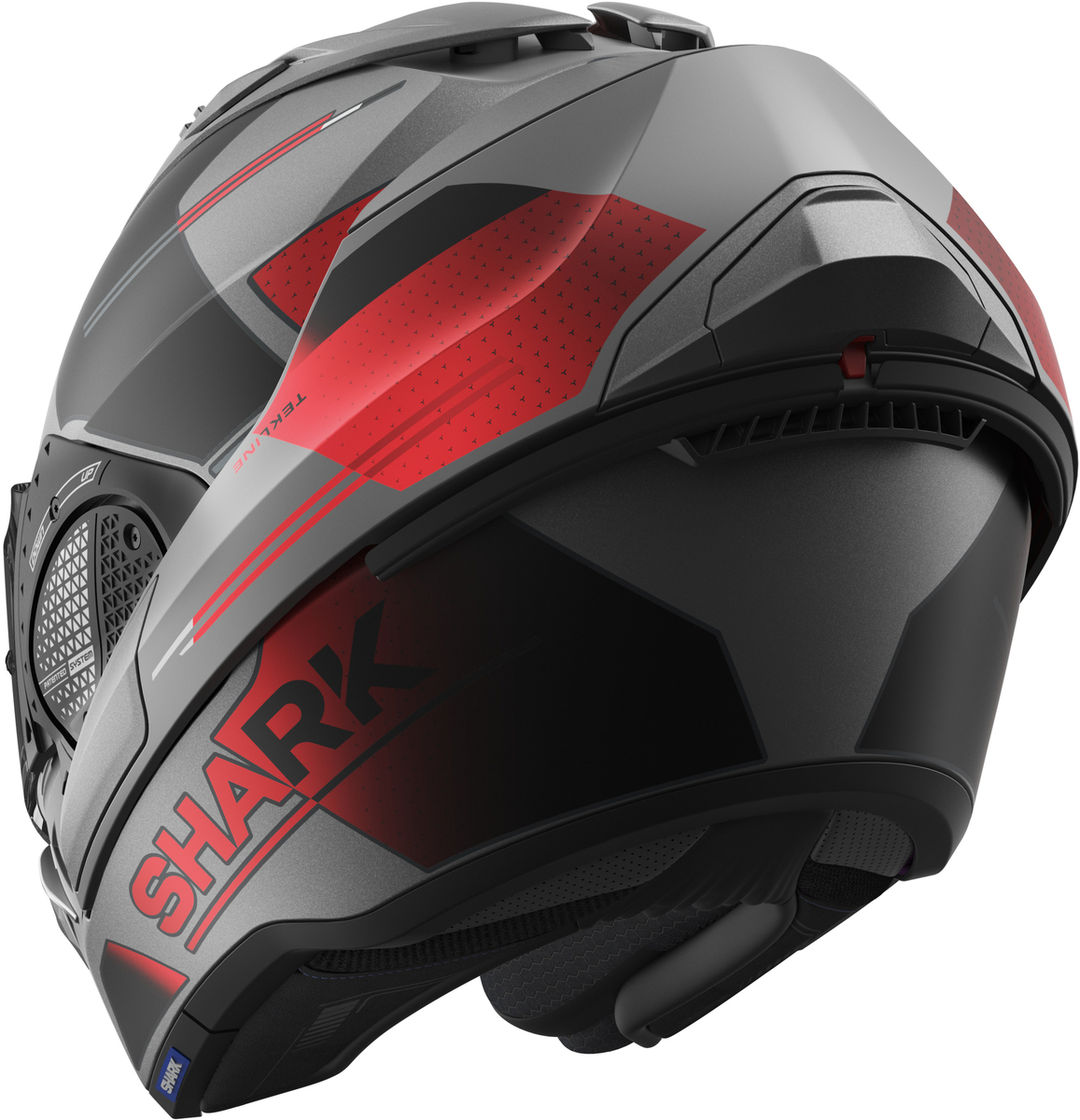 SHARK Evo GT Tekline Matt Anthracite-Chrome-Red AUR - Flip-up helmet ...