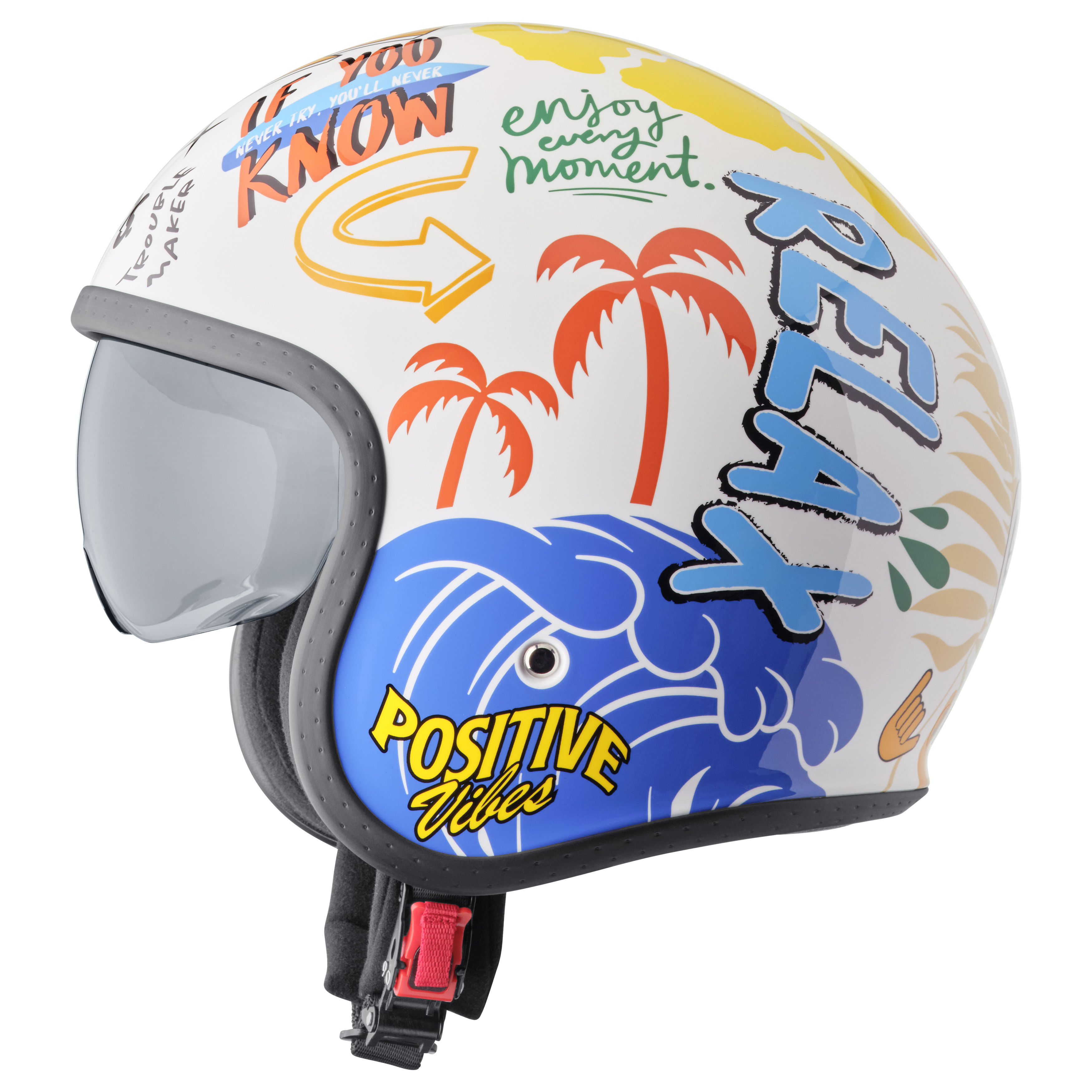 GMS Ride & Surf Matt white - Yellow - Blue - Jet helmet | rad.eu/en